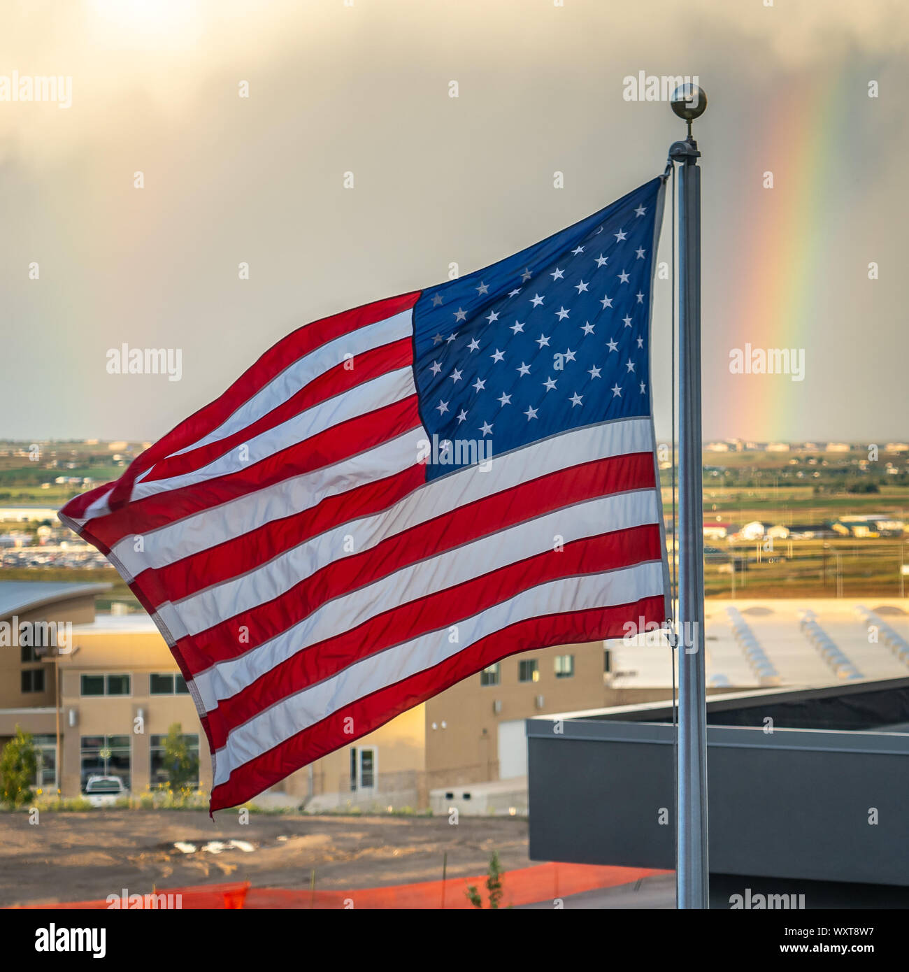 American flag with rainbow in the background Stock Photo - Alamy