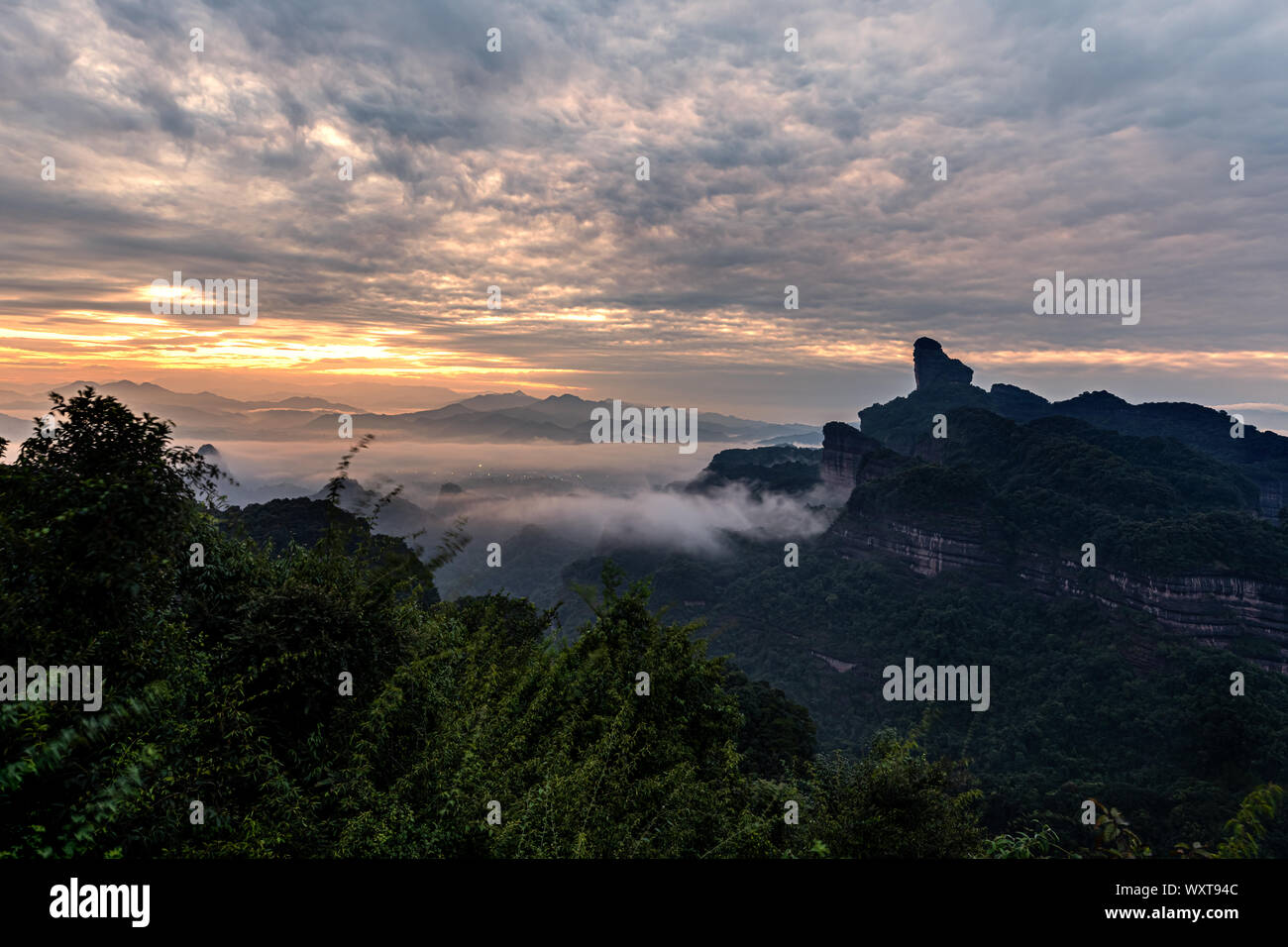 Sunrise at the famous Mount Danxia, Guangdong, China Stock Photo - Alamy