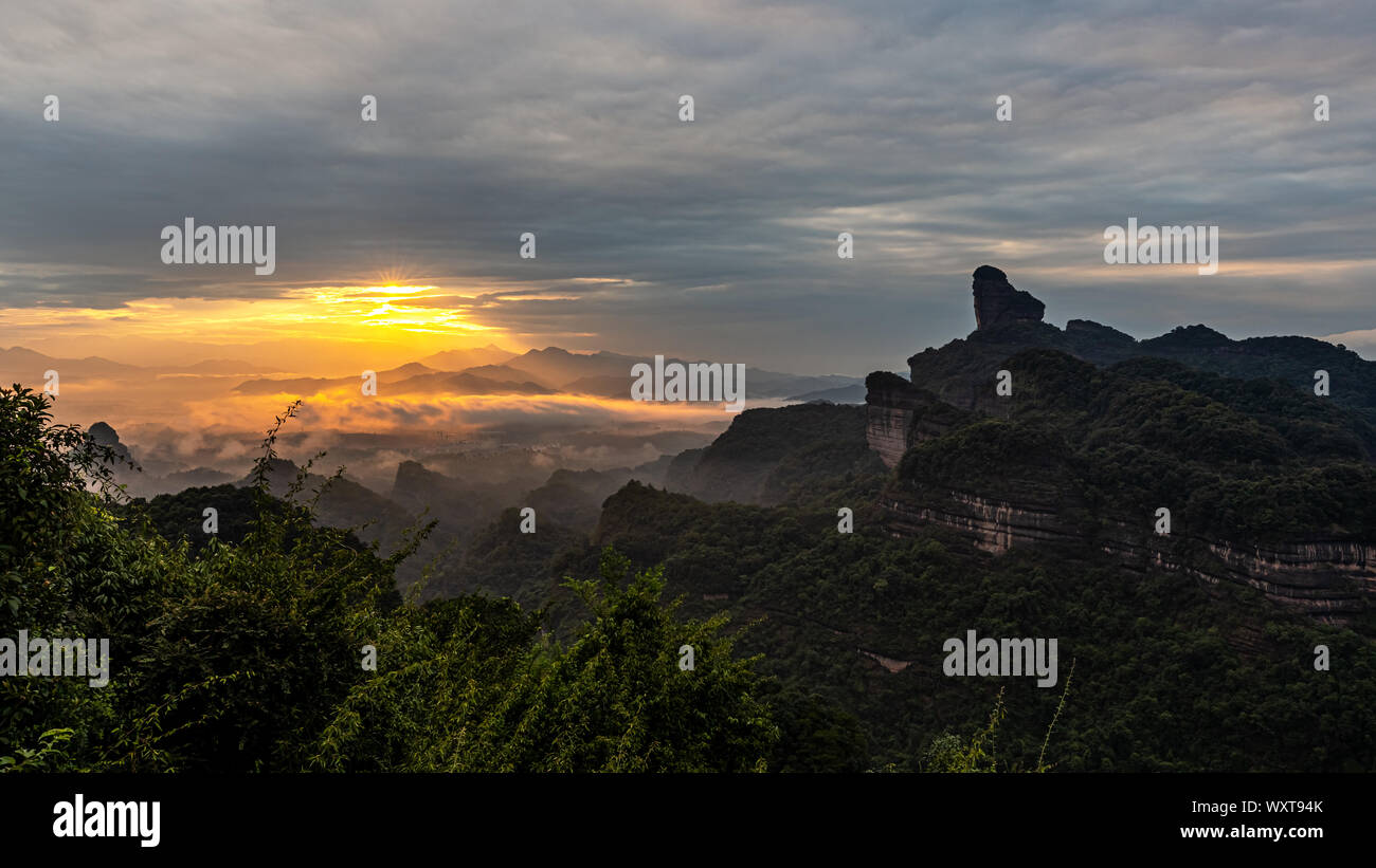 Sunrise at the famous Mount Danxia, Guangdong, China Stock Photo - Alamy