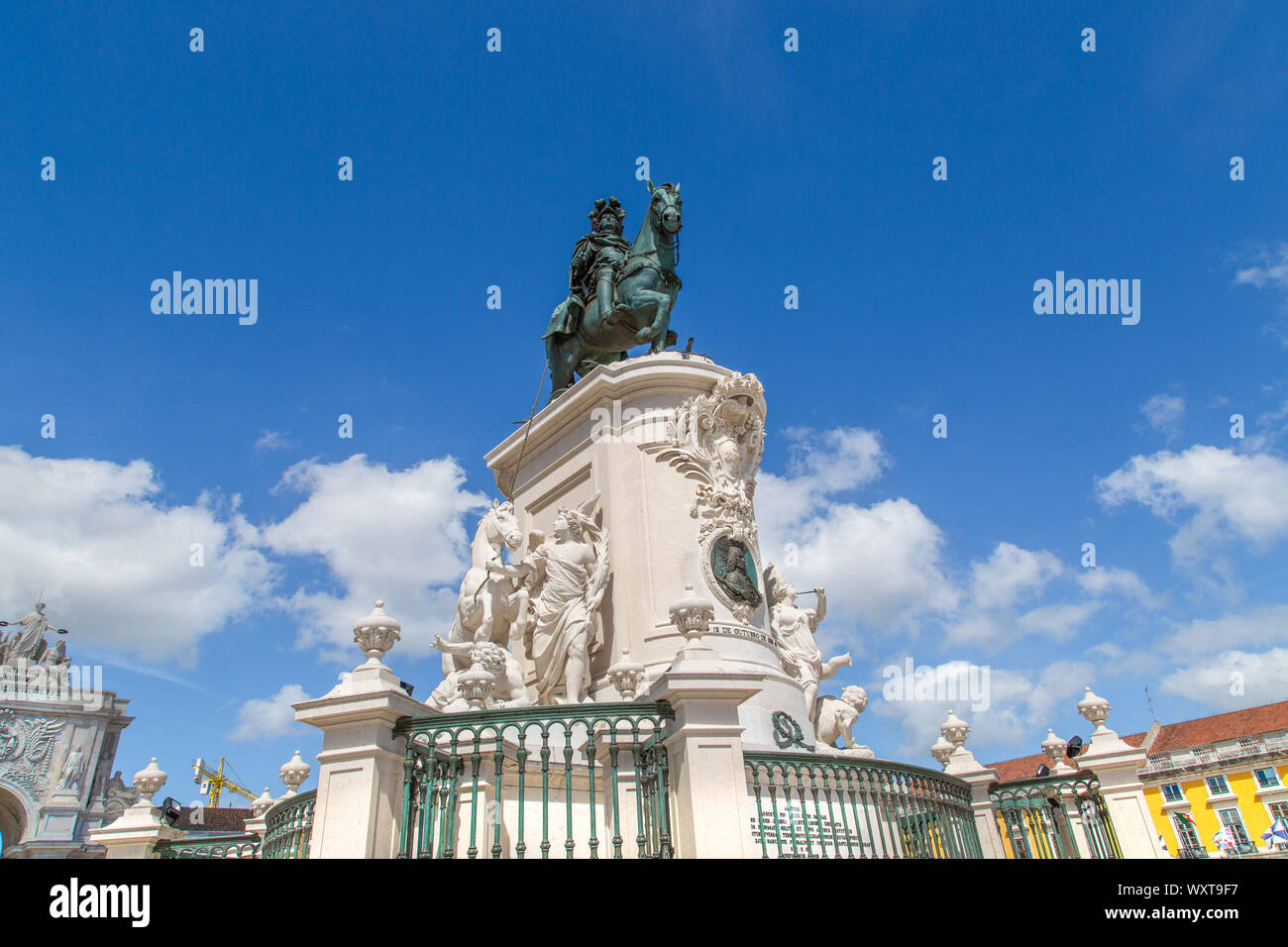 Famous Commerce Plaza (Praca do Comercio) in Lisbon facing Tagus River ...