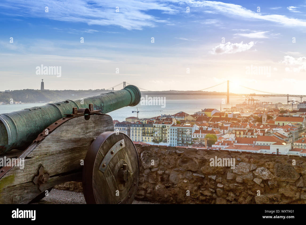 Scenic panoramic views of Lisbon from Saint George Castle (Sao Jorge ...