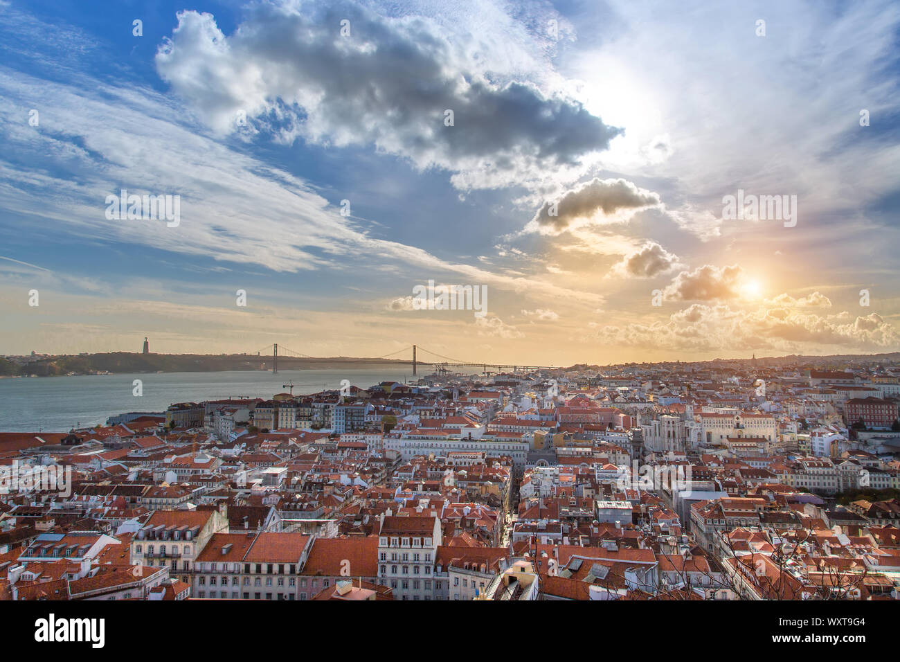 Scenic panoramic views of Lisbon from Saint George Castle (Sao Jorge ...