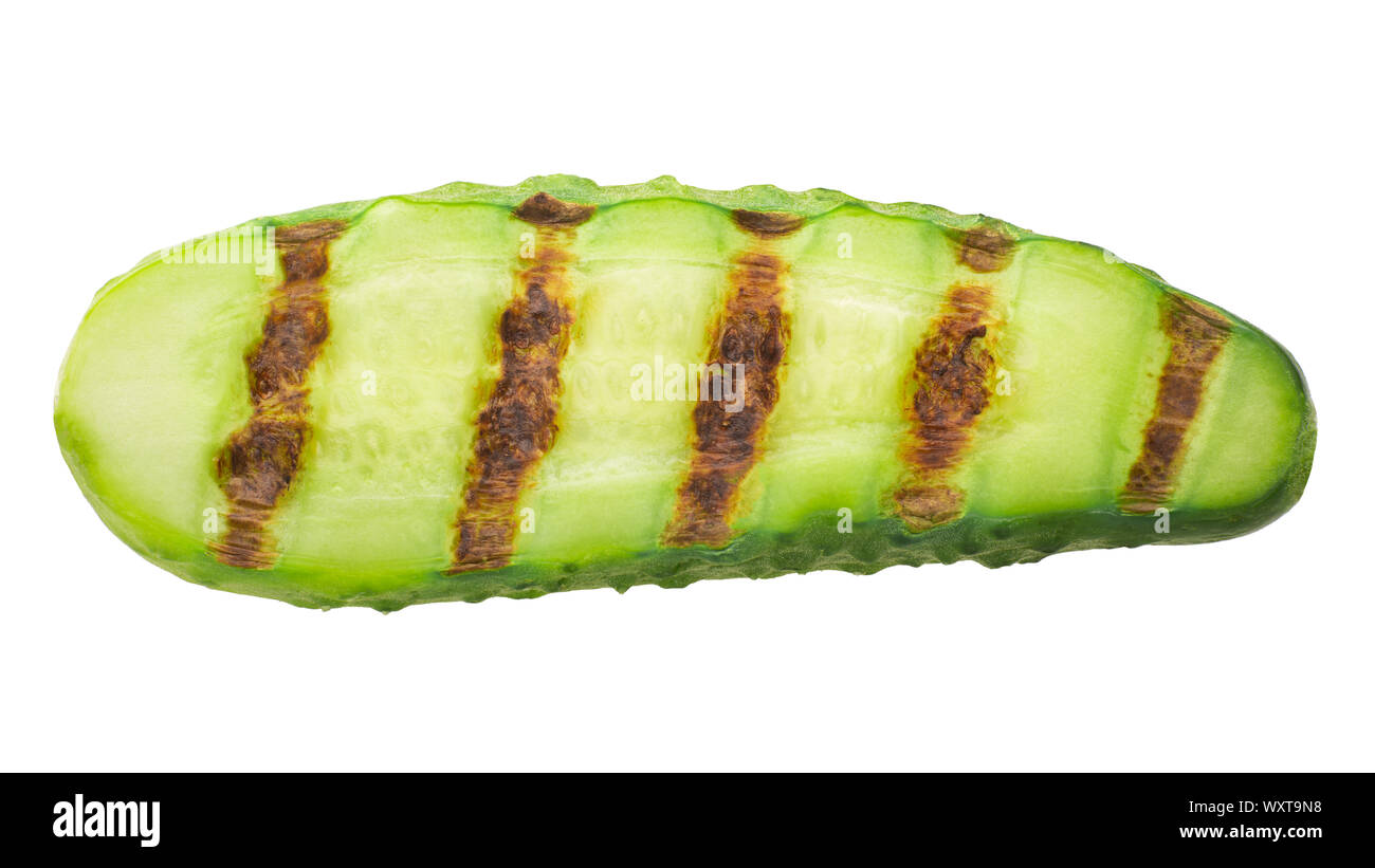 Grilled cucumber or gherkin slice, isolated Stock Photo - Alamy