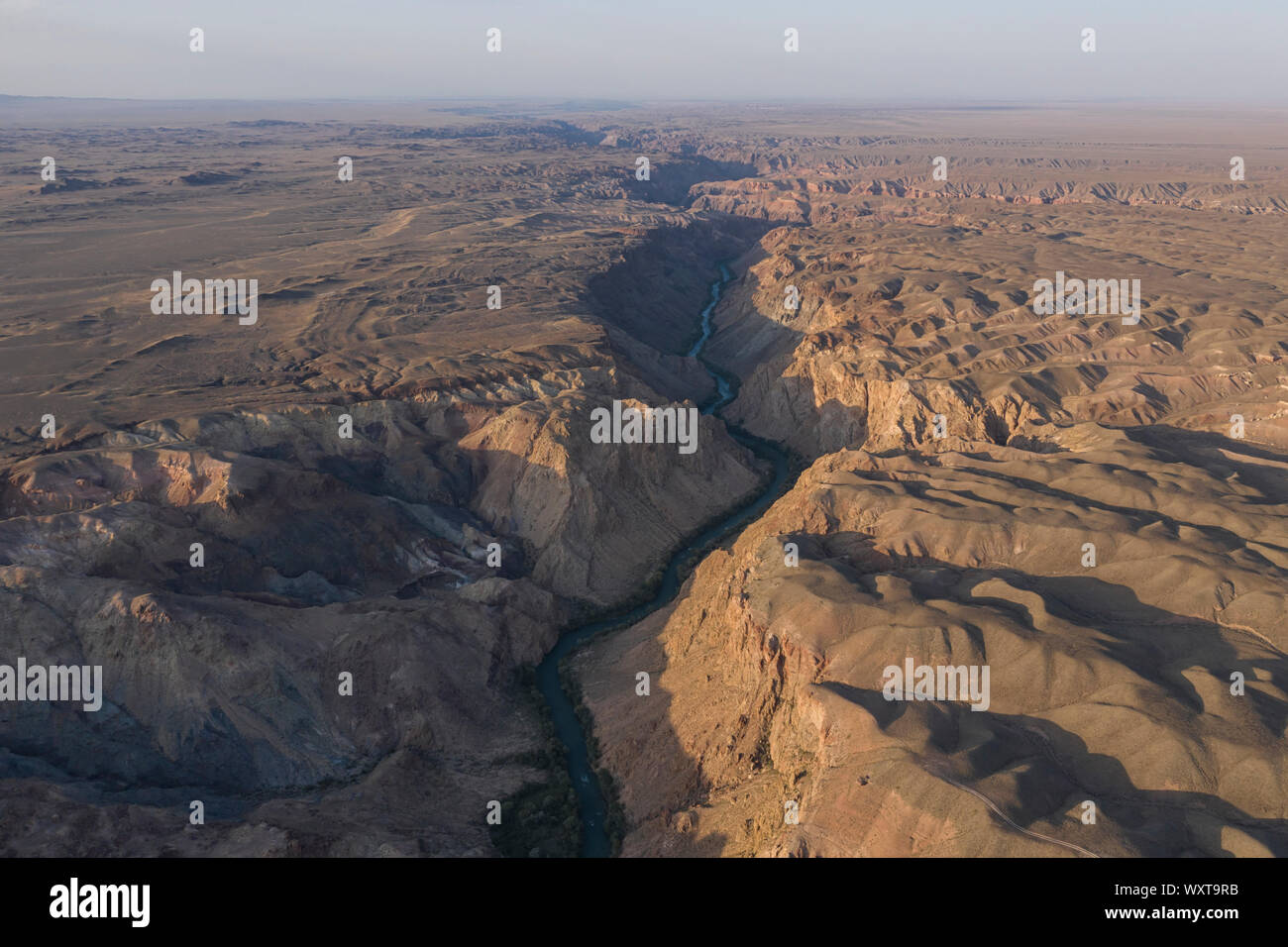 Aerial view of the Charyn Canyon and Charyn River in Kazakhstan ...