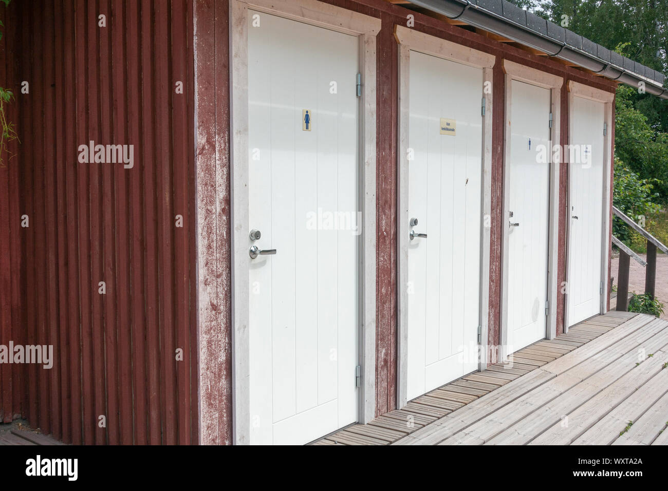 Toilet doors at Upseerikerho (Officers' Club) on Isosaari island in ...