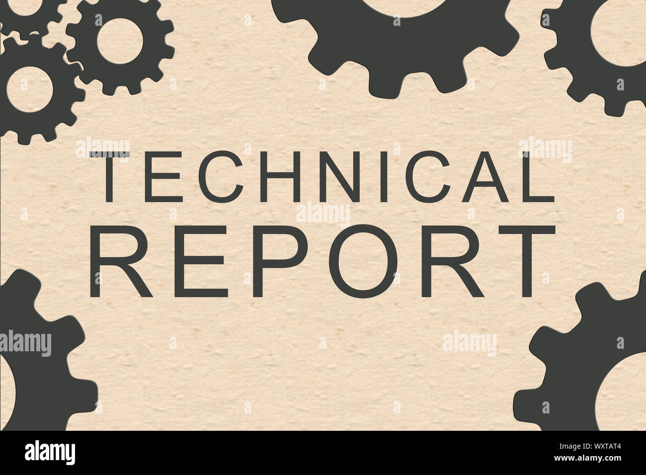 TECHNICAL REPORT sign concept illustration with gray gear wheel figures ...