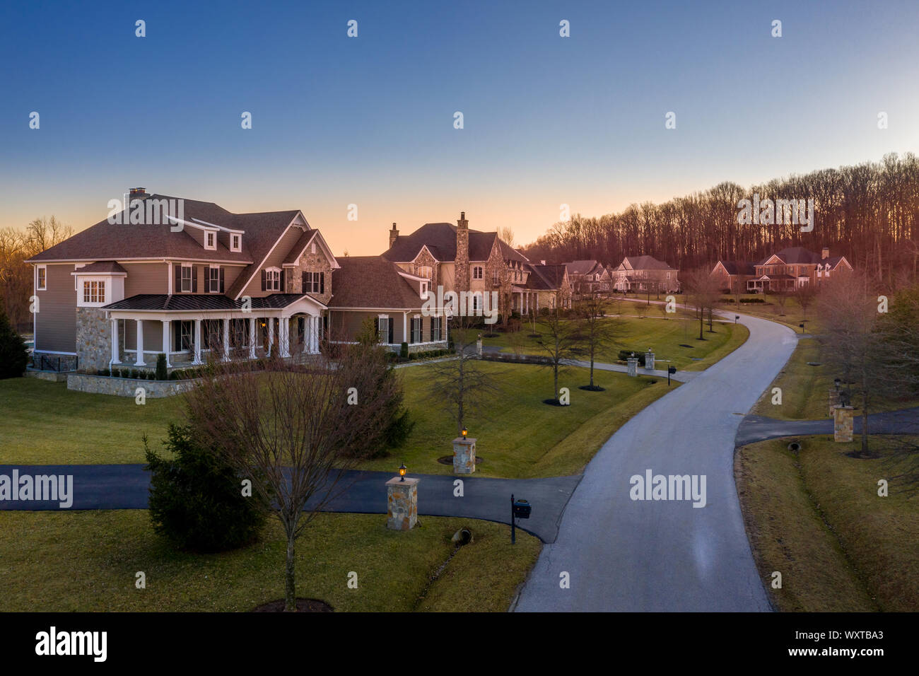 American suburban neighborhood aerial view Stock Photo - Alamy