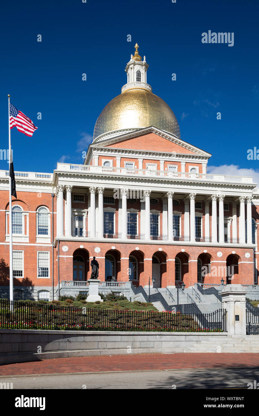 Massachusetts State House the seat of Government, with golden dome and ...