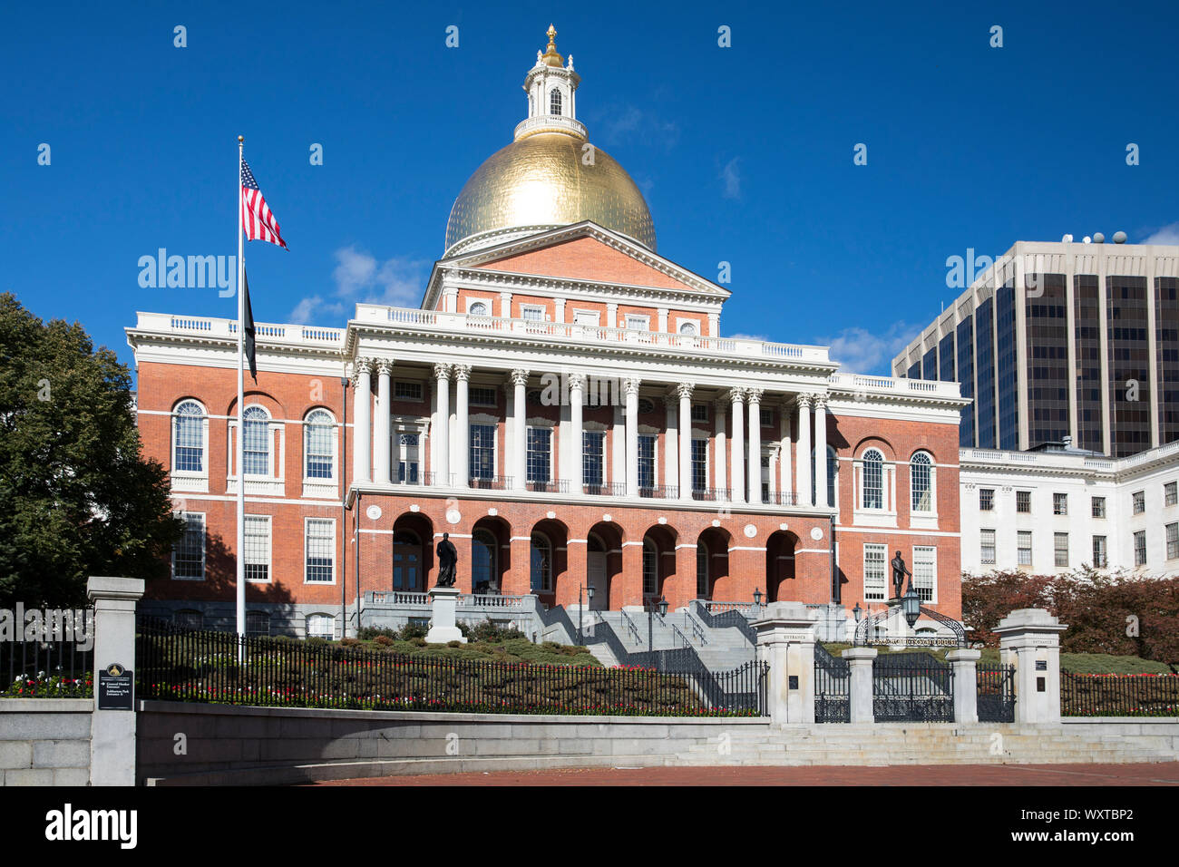 Massachusetts State House the seat of Government, with golden dome and ...