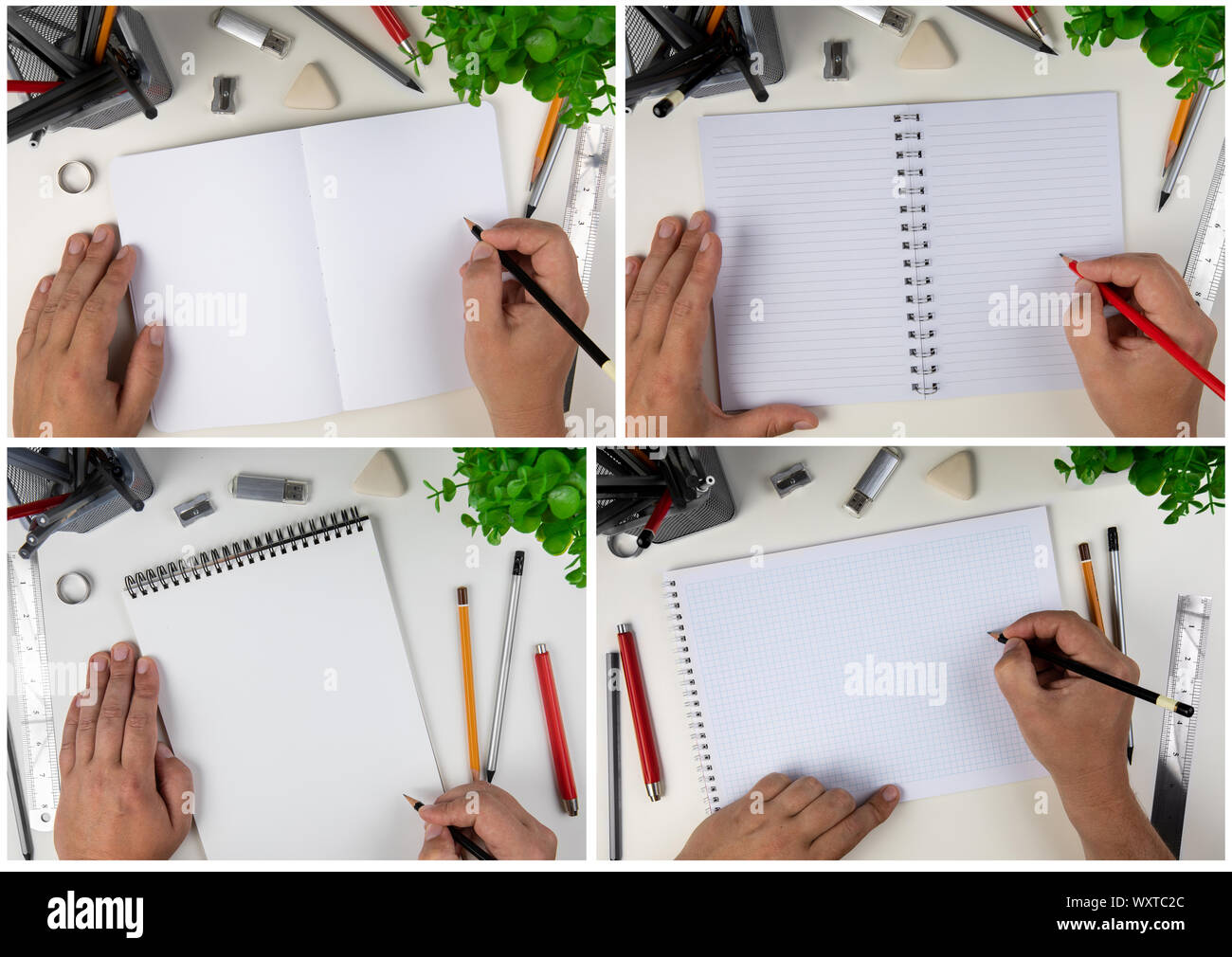Hand with pencil prepare to writing on notebook Stock Photo - Alamy