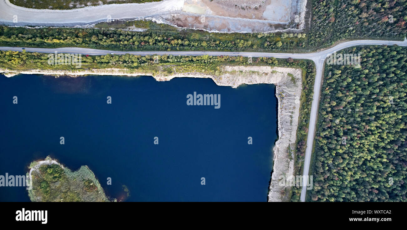 Aerial view of open pit sand quarries hi-res stock photography and ...