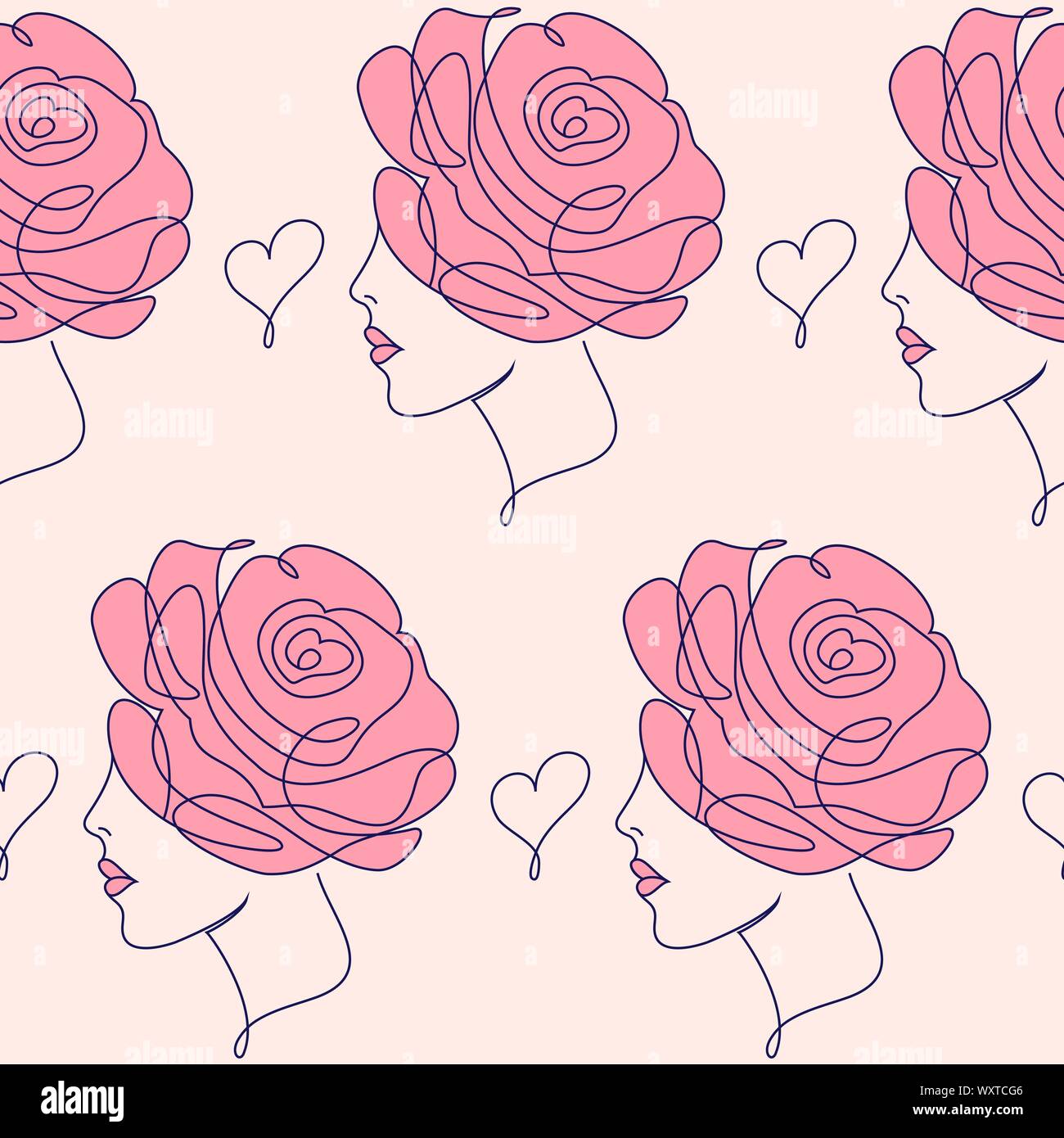 pattern with woman face Stock Vector Image & Art - Alamy