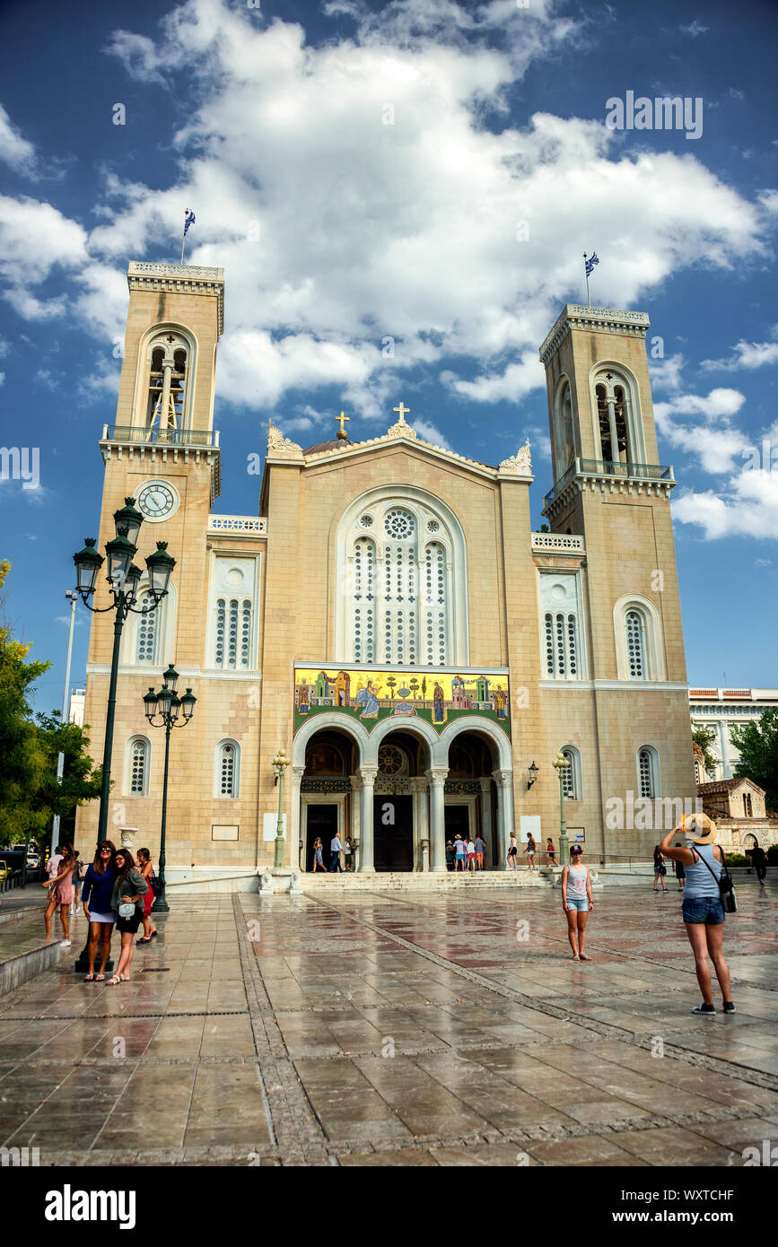 People walking in front of principal facade of The Metropolitan ...