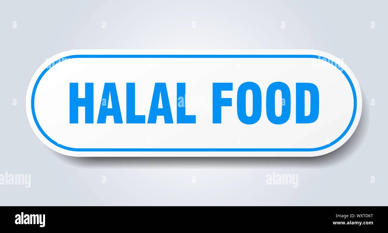 halal food sign. halal food rounded blue sticker. halal food Stock ...