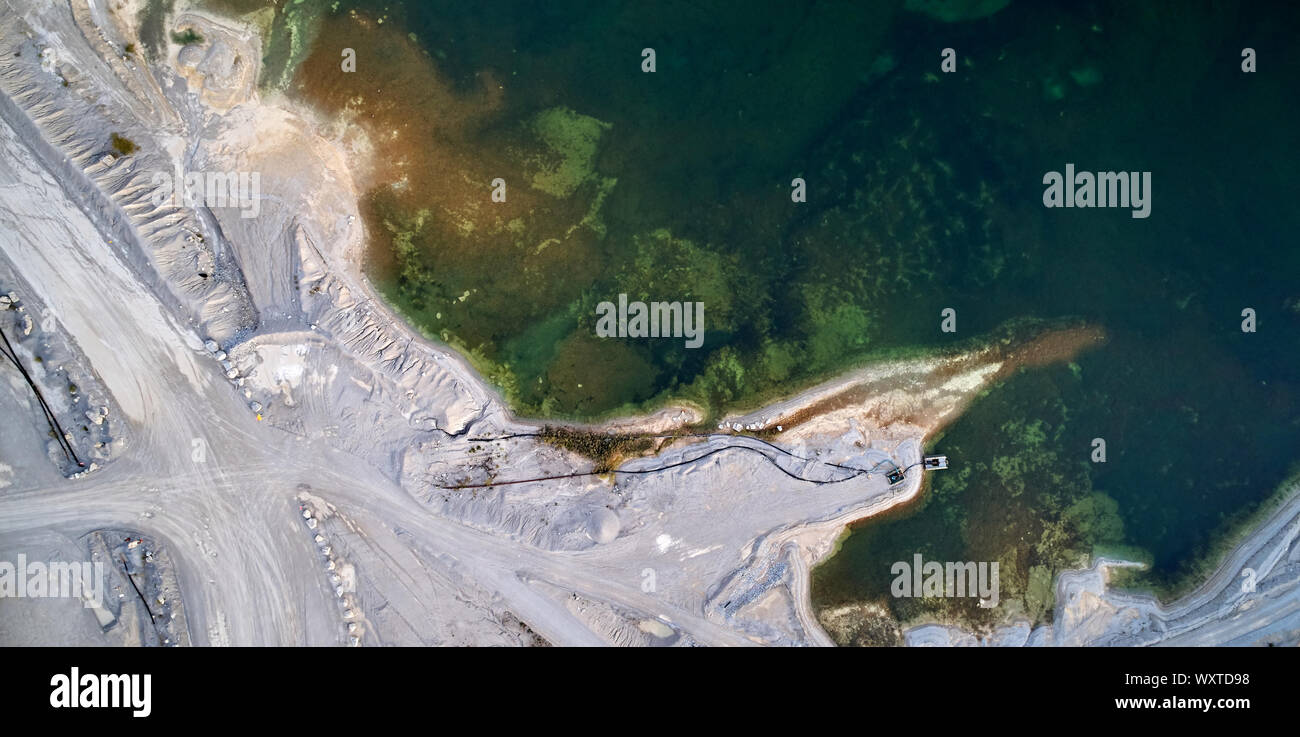 Aerial view of open pit sand quarries hi-res stock photography and ...