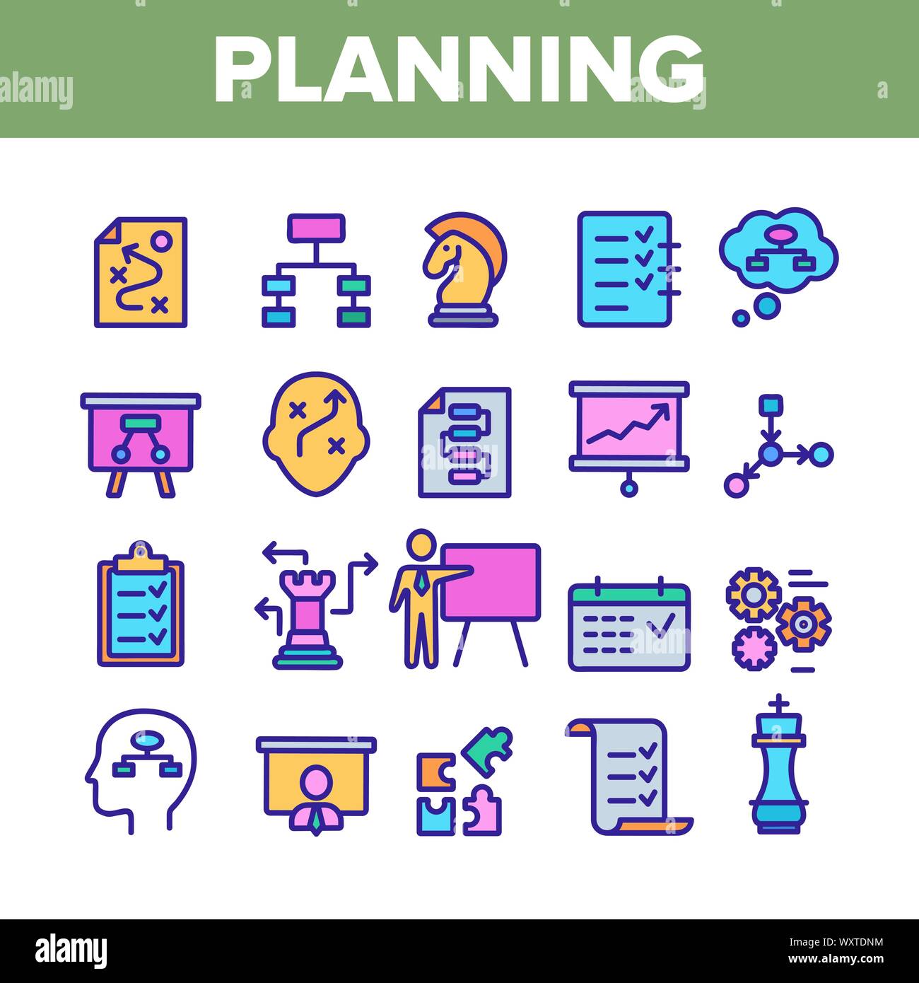 Strategic plan linear icons Stock Vector Images - Alamy