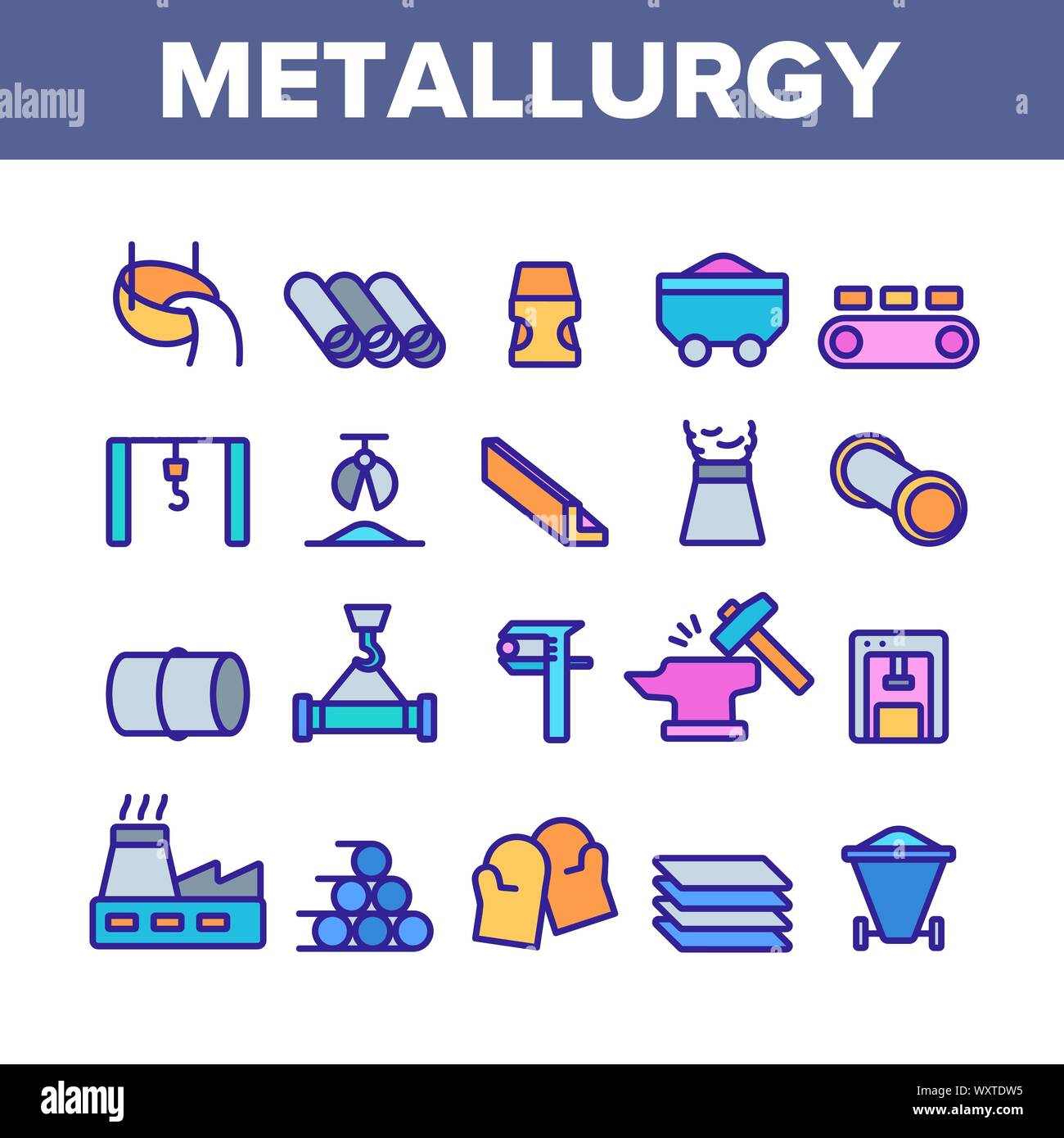 Metallurgy Color Elements Vector Icons Set Stock Vector Image & Art - Alamy
