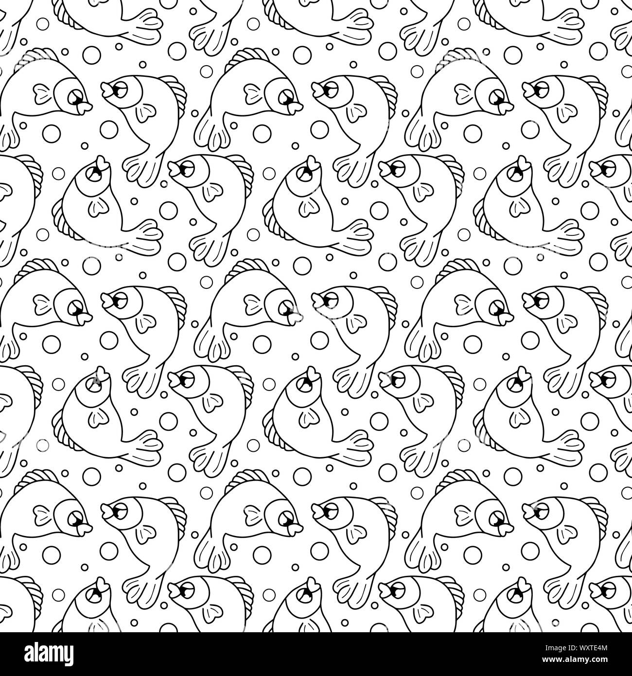 Seafood fish seamless cartoon Black and White Stock Photos & Images - Alamy