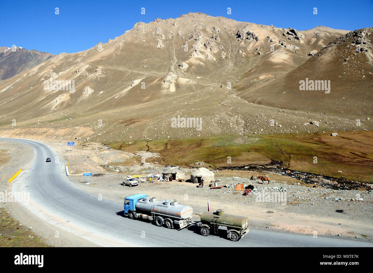 Truck en route along the Pamir Highway Stock Photo - Alamy