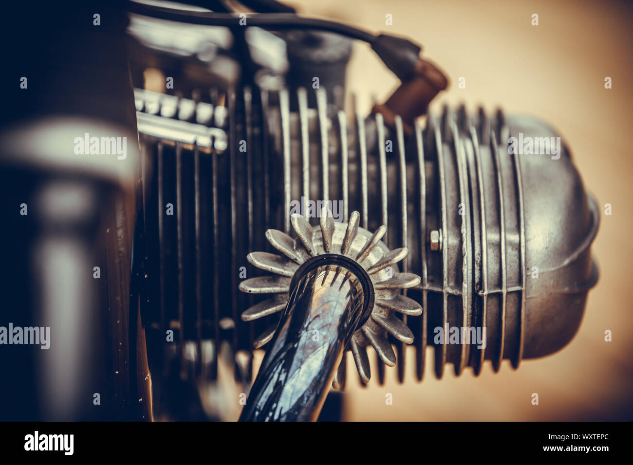 Color detail of a vintage motorcycle boxer engine Stock Photo - Alamy