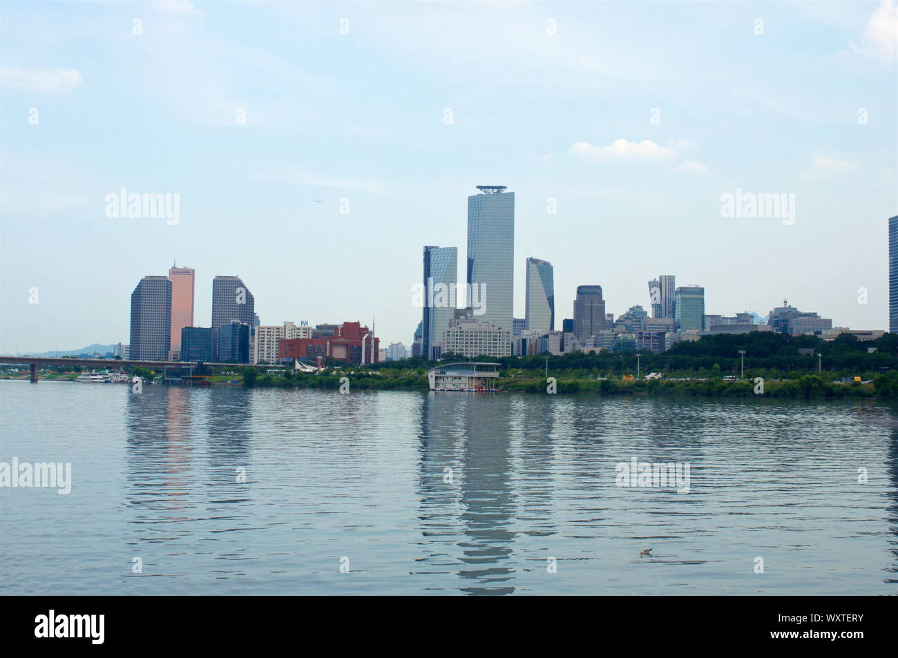 View to Yeoeuido buildings from the Hang river in South Korea Stock ...