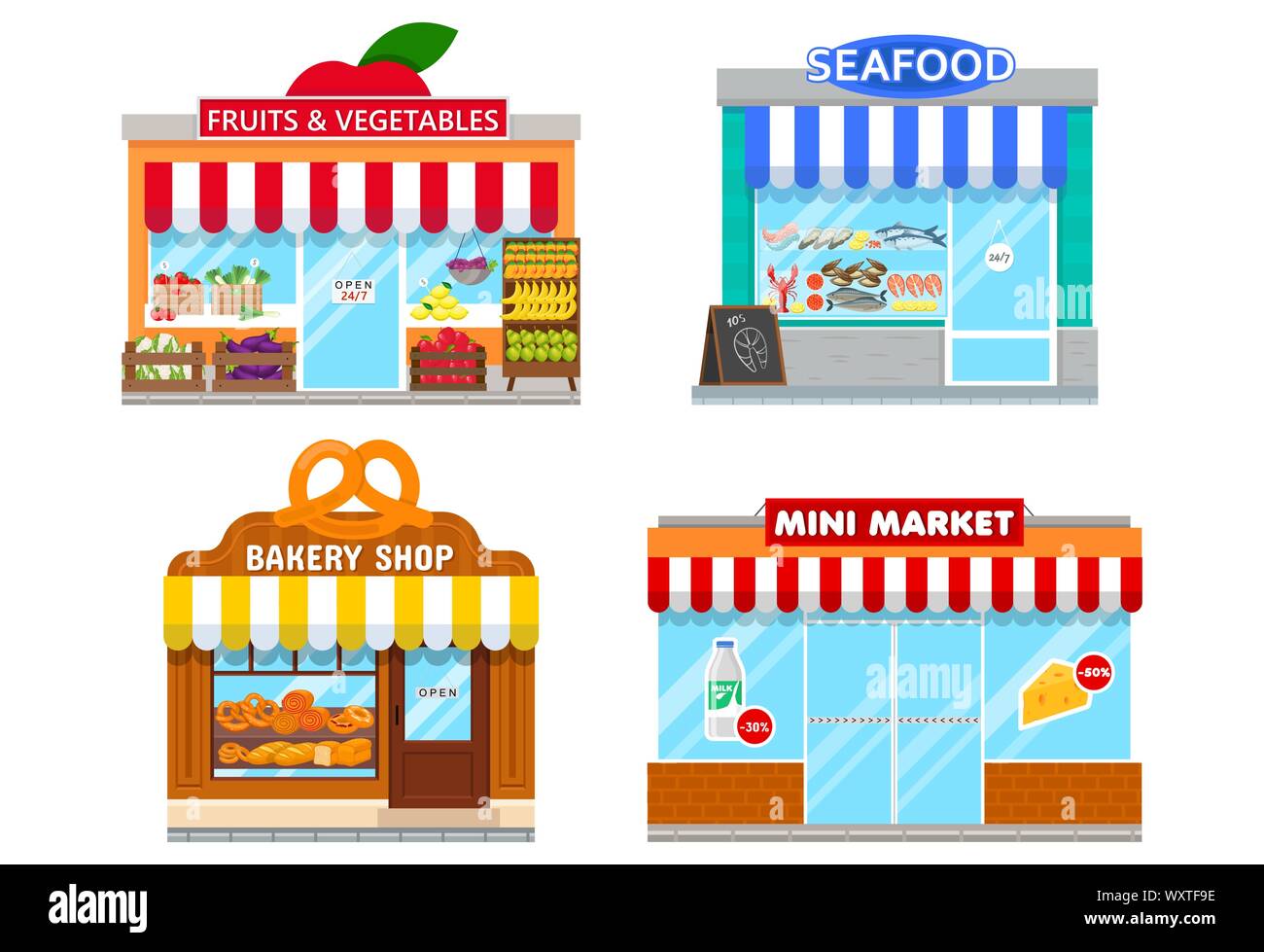 facades of mini stores Stock Vector Image & Art - Alamy