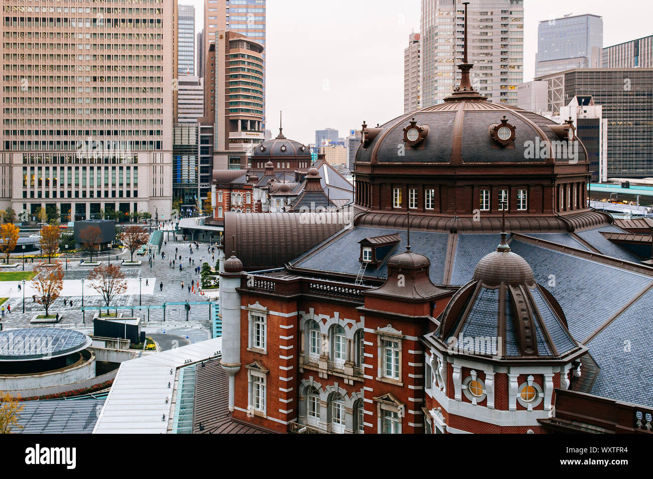 Tokyo Station old heritage red brick building Marunouchi district with ...