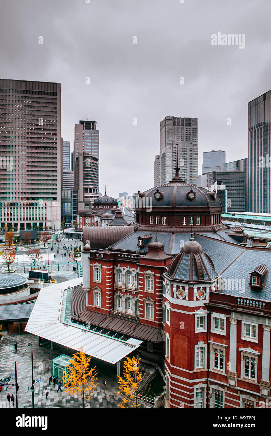 Tokyo Station old heritage red brick building Marunouchi district with ...