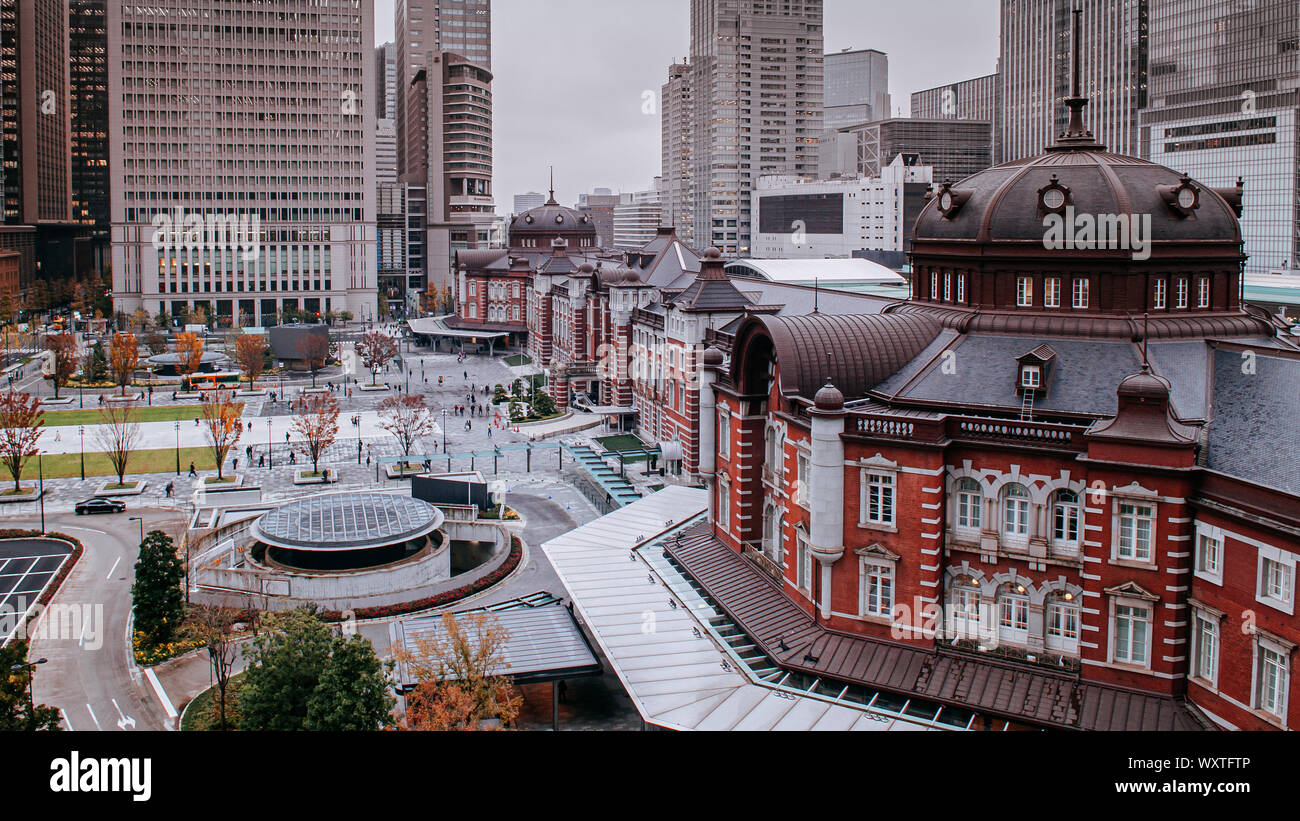 Tokyo Station old heritage red brick building Marunouchi district with ...