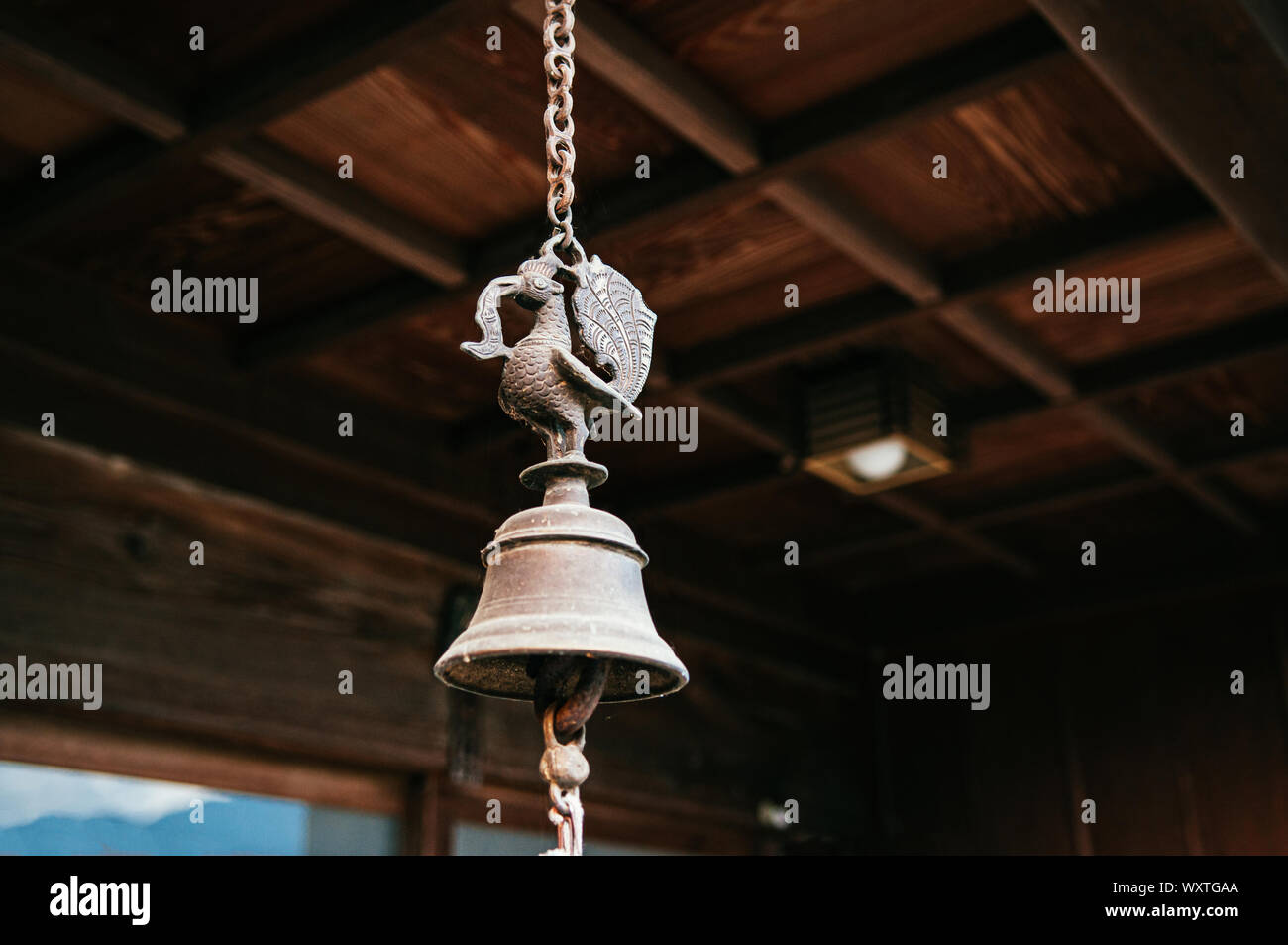 Japanese Buddhist temple or shinto shrine antique bronze bell hanging ...