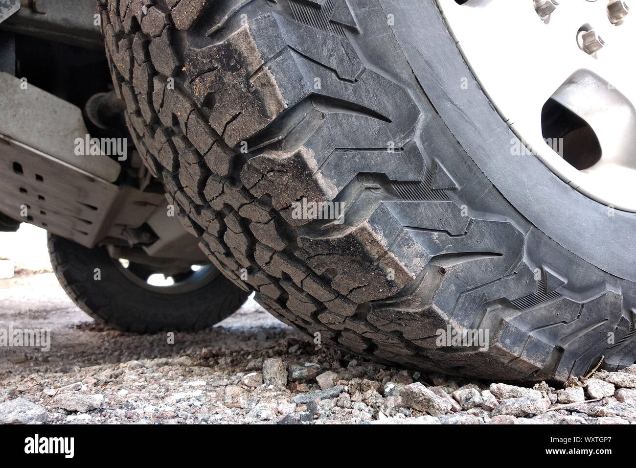 All terrain car tire on a wheel Stock Photo - Alamy