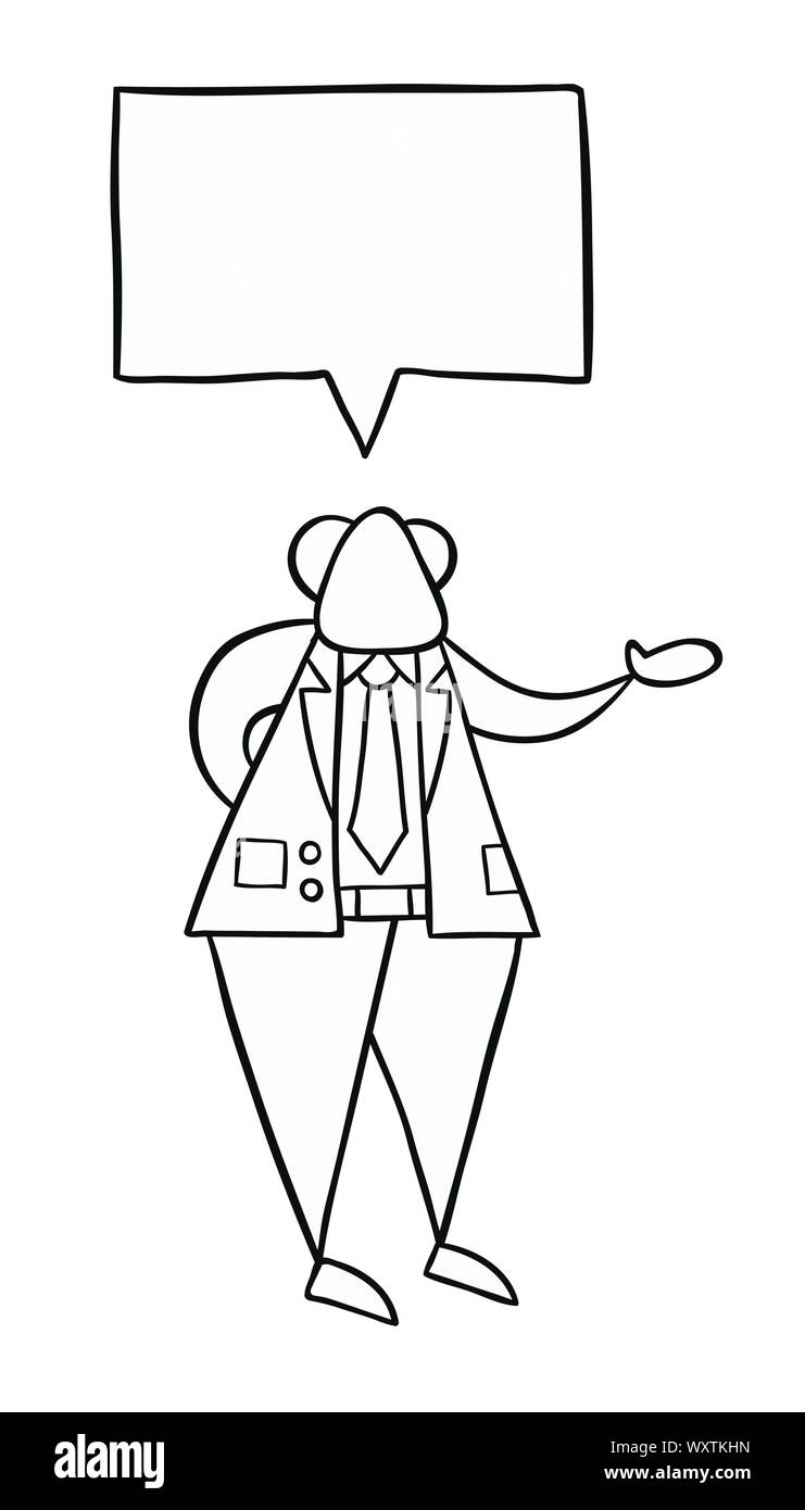 Hand-drawn vector illustration of boss talking. Black outlines and ...