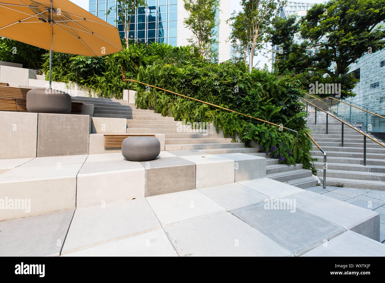 Rooftop of the building is open to the public and is sloped to create ...