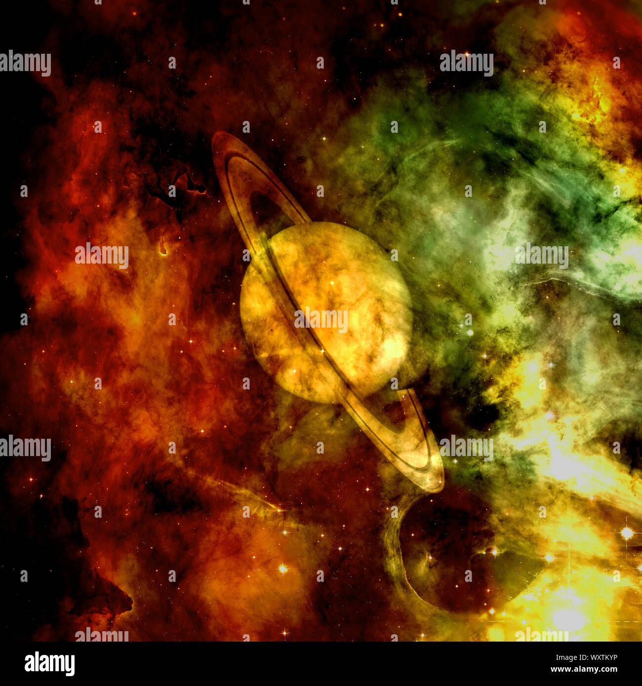 Saturn. Incredibly beautiful planets, galaxies, dark and cold beauty of ...