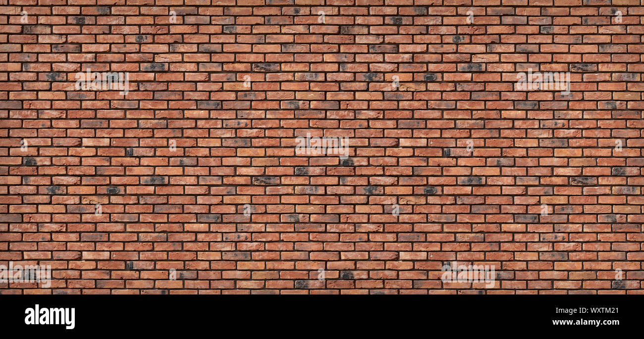 Panoramic red brick wall pattern texture background. Wide panorama of ...