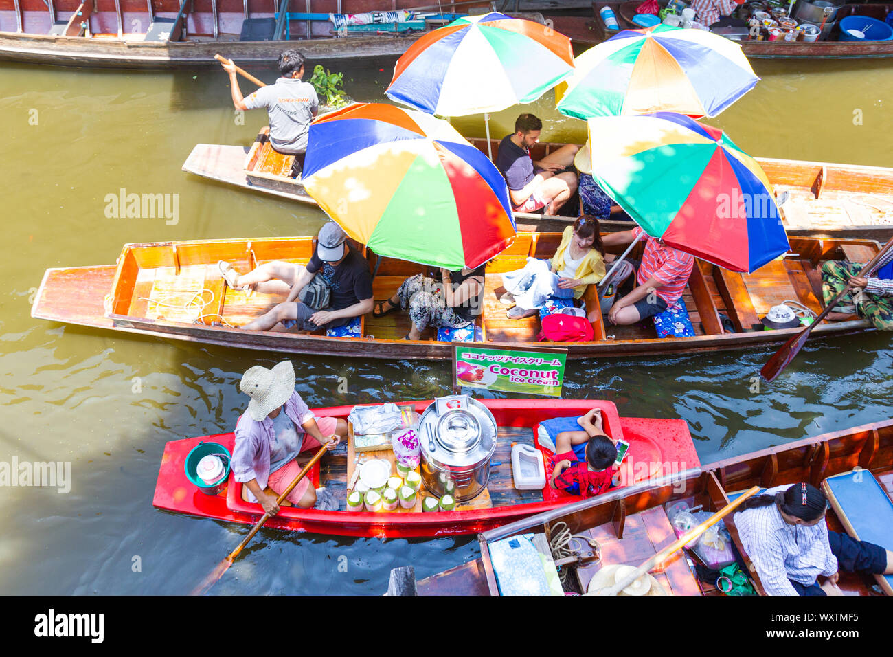 Damnoen Saduak Floating Market, Thailand:- May 18, 2019 :- This is a ...