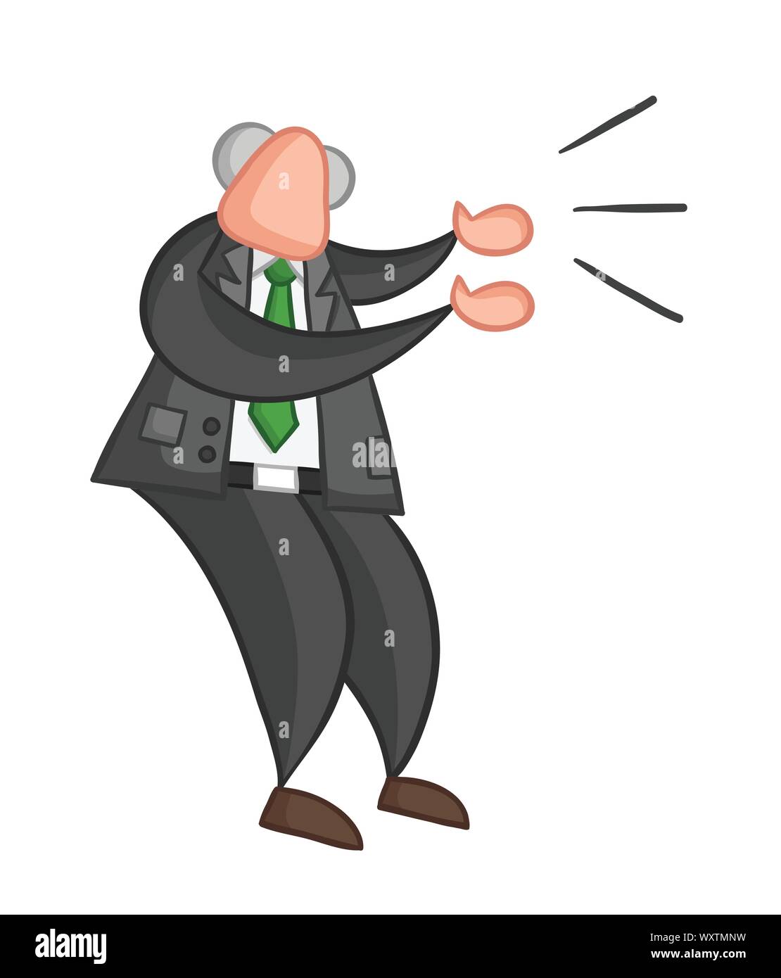 Hand-drawn vector illustration of boss angry and yelling. Color ...
