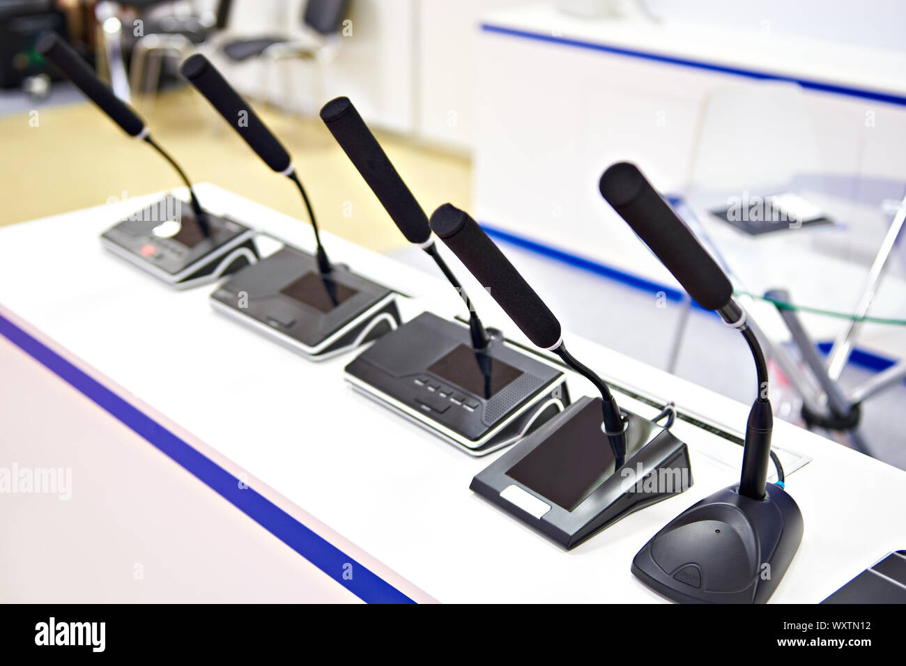 Microphones of digital conference systems for business meeting Stock ...