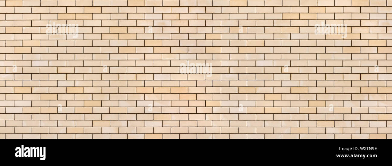 Panoramic light brick wall pattern texture background. Wide panorama of ...