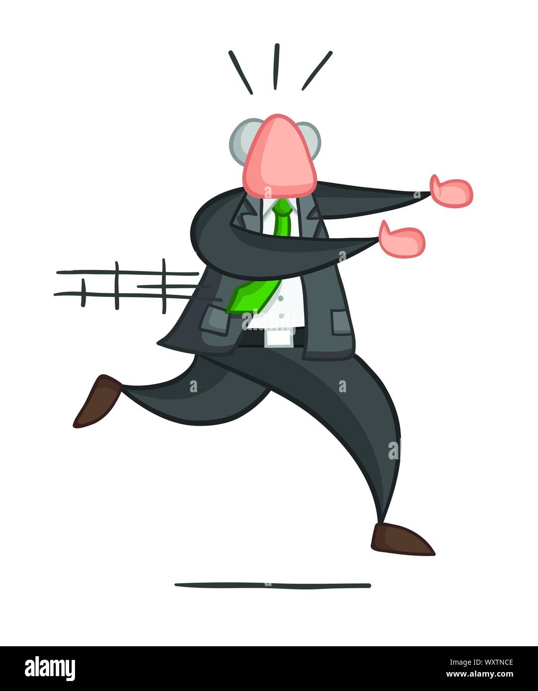 Hand-drawn vector illustration of boss running away. Color outlines and ...