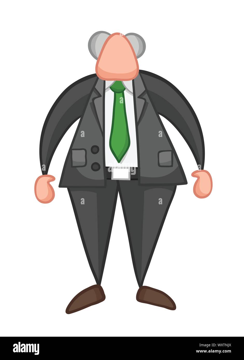 Hand-drawn vector illustration of boss standing. Color outlines and ...