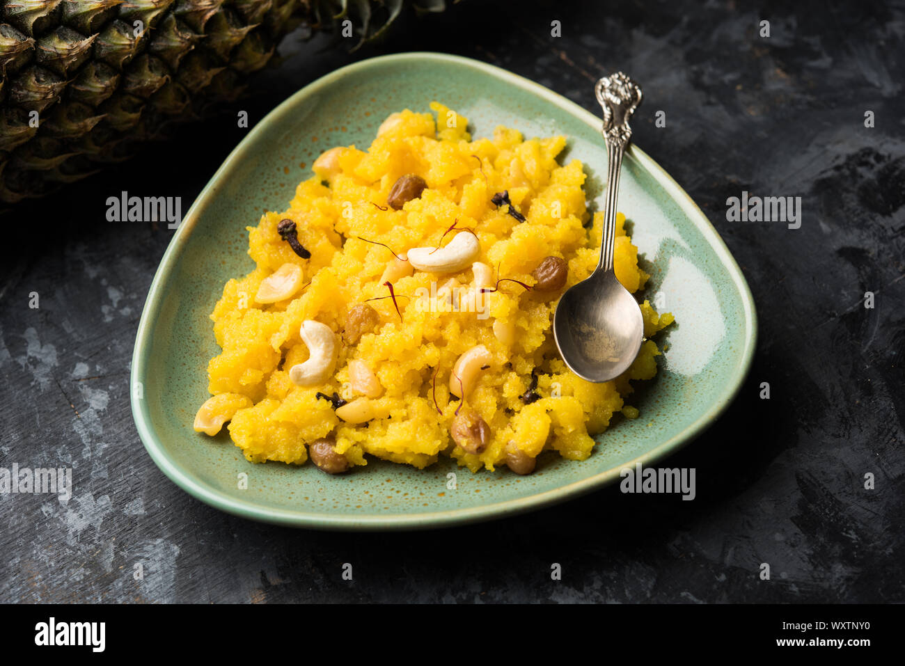 Pineapple sheera or Halwa also known as Ananas keshri shira. Popular ...