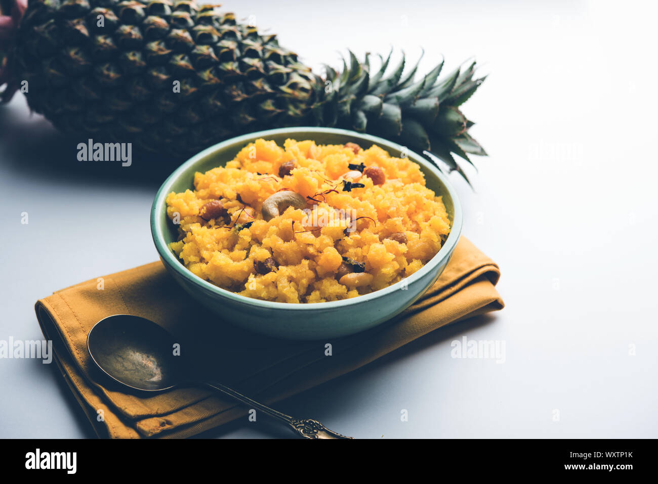 Pineapple sheera or Halwa also known as Ananas keshri shira. Popular ...