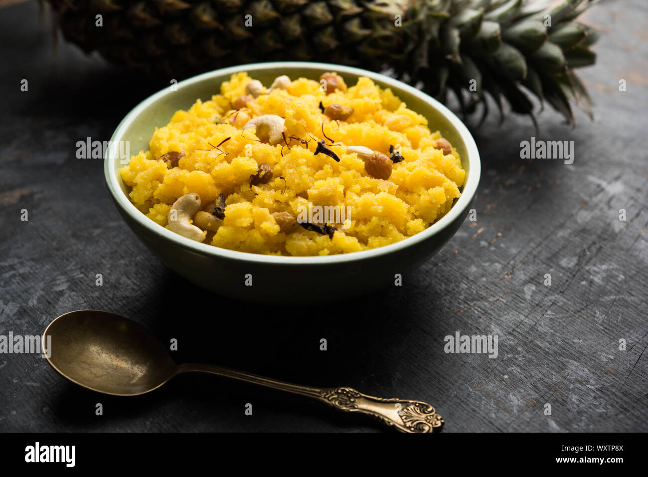 Pineapple sheera or Halwa also known as Ananas keshri shira. Popular ...