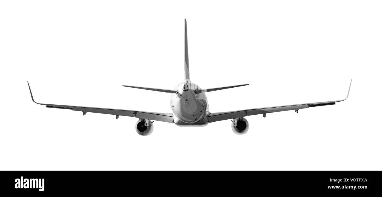 Large commercial airplane flying isolated on white Stock Photo - Alamy