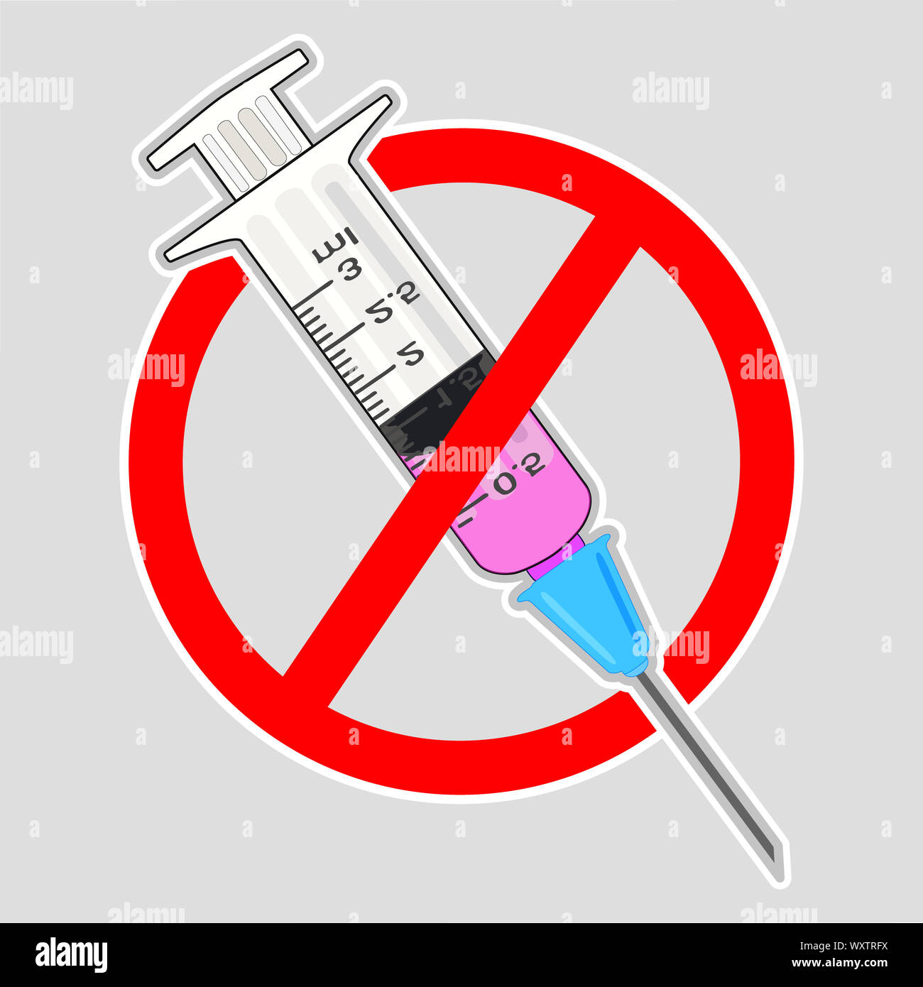 Flat drawing Refusal of vaccination, drugs, stop Sign. Icon medical ...