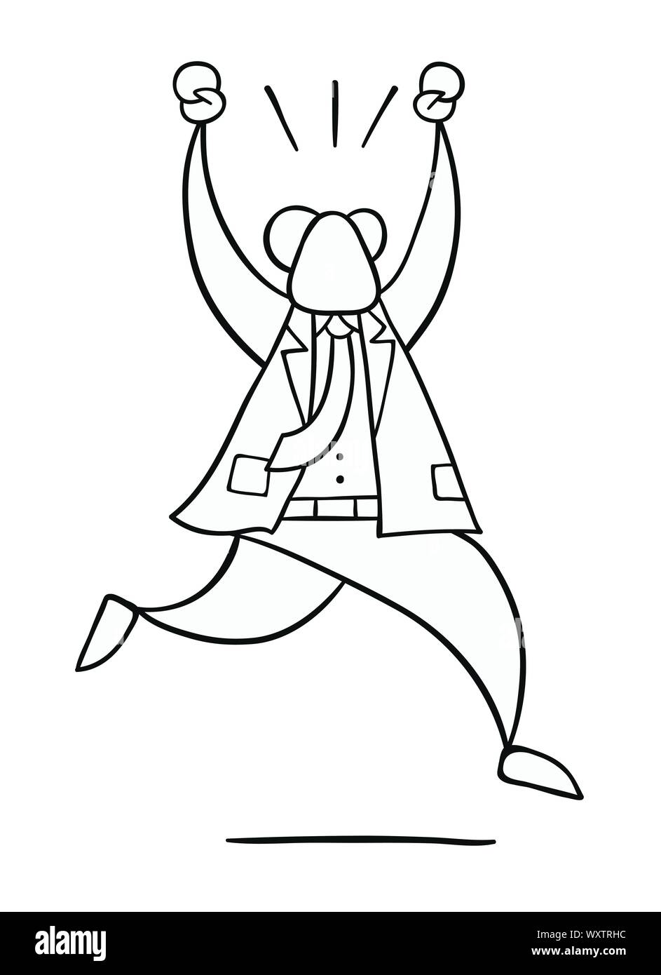 Hand-drawn vector illustration of boss angry and running. Black ...