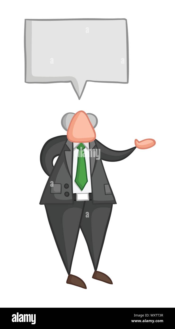 Hand-drawn vector illustration of boss talking. Color outlines and ...
