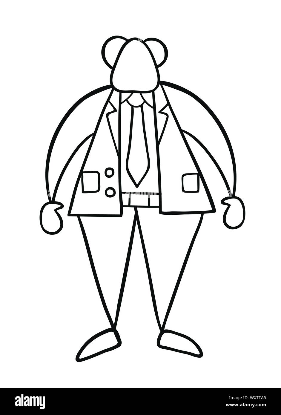 Hand-drawn vector illustration of boss standing. Black outlines and ...