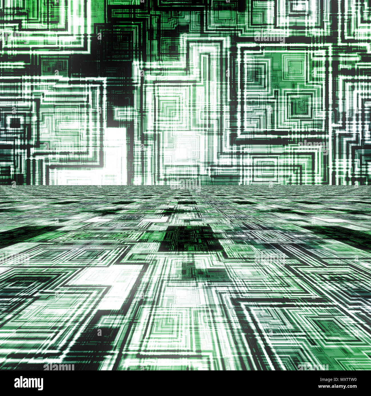 Techno background of green color with perspective effect Stock Photo ...